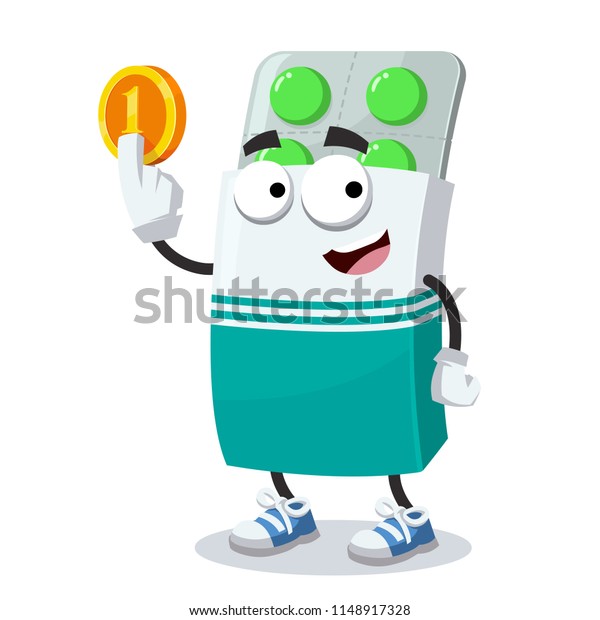 Cartoon Package Box Pills Mascot Keeps Stock Vector (Royalty Free ...