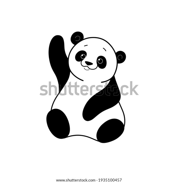 Cartoon Panda Bear Panda Wavy Arm Stock Vector (Royalty Free ...