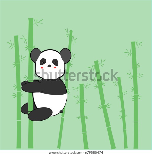 Cartoon Panda Climbing Bamboo Flat Design Stock Vector (Royalty Free ...