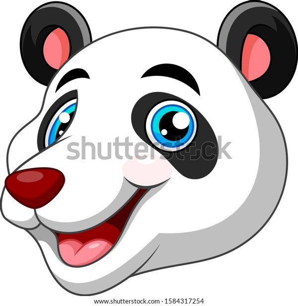 Cartoon Panda Head Feels Happy While Stock Vector (Royalty Free ...
