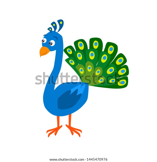 Cartoon Peafowl Vector Flat Illustration Stock Vector (Royalty Free ...
