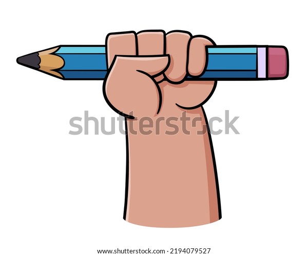 Cartoon Pencil Hand Vector Illustration Stock Vector (Royalty Free ...