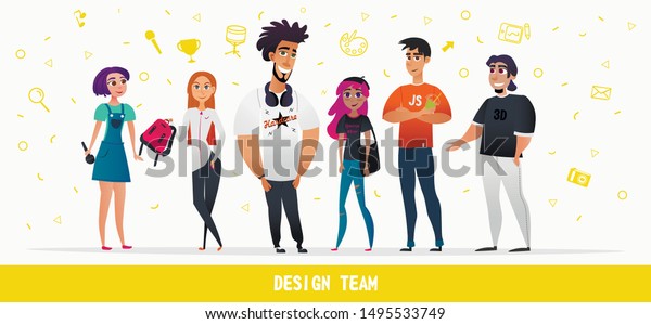 Cartoon People Design Team Characters Flat Stock Vector (Royalty Free ...