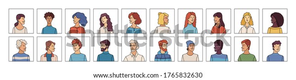 Cartoon People Icons Set Vector Outlined Stock Vector (Royalty Free ...