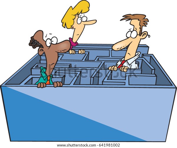 Cartoon People Trapped Maze Stock Vector (Royalty Free) 641981002