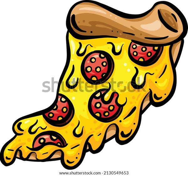 Cartoon Pepperoni Pizza Slice Illustration: เวกเตอร์สต็อก (ปลอดค่า ...