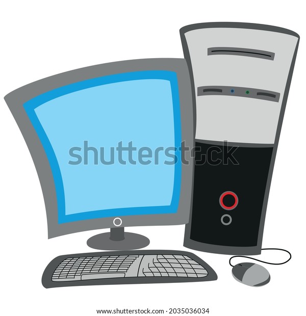 Cartoon Personal Computer Drawing Children Stock Vector (Royalty Free ...