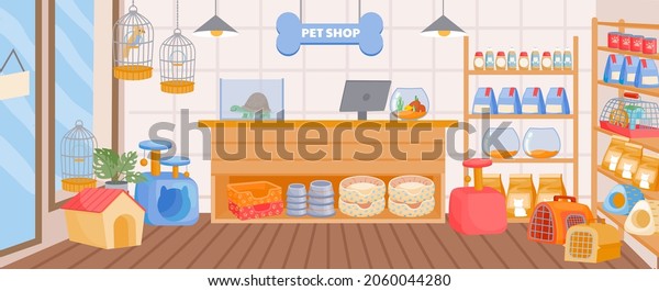 Cartoon Pet Store Interior Counter Desk Stock Vector (Royalty Free ...