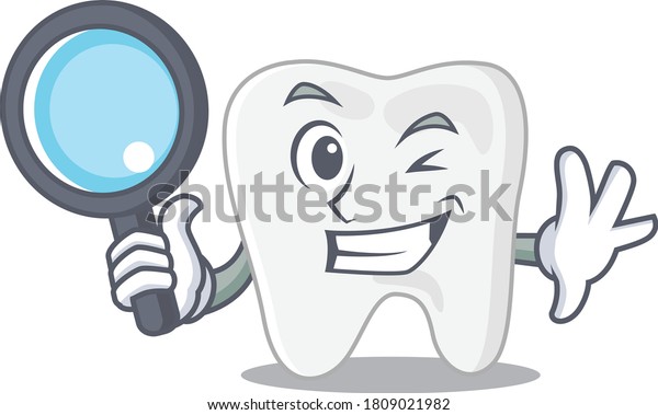 Cartoon Picture Tooth Detective Using Magnifying Stock Vector (Royalty ...