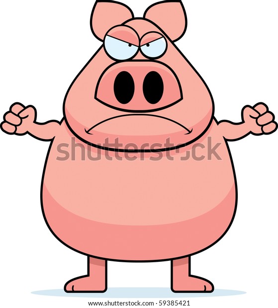 Cartoon Pig Angry Expression Stock Vector (Royalty Free) 59385421