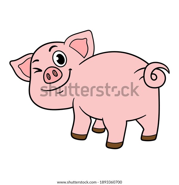 Cartoon Pig Back Illustration Stock Vector (Royalty Free) 1893360700