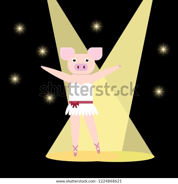 Cartoon Pig Ballet Dancer Dancing Theater Stock Vector (Royalty Free ...