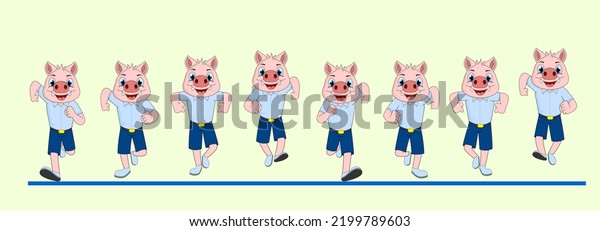 Cartoon Pig Frame By Frame Front Stock Vector (Royalty Free) 2199789603 ...