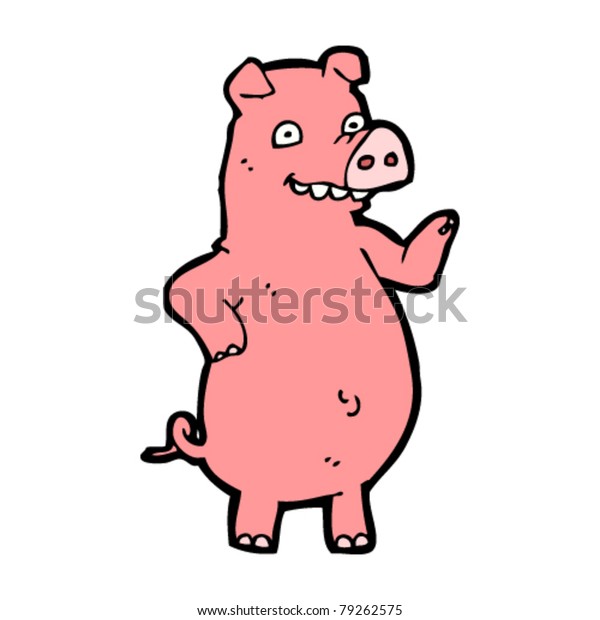 Cartoon Pig Waving Stock Vector (Royalty Free) 79262575