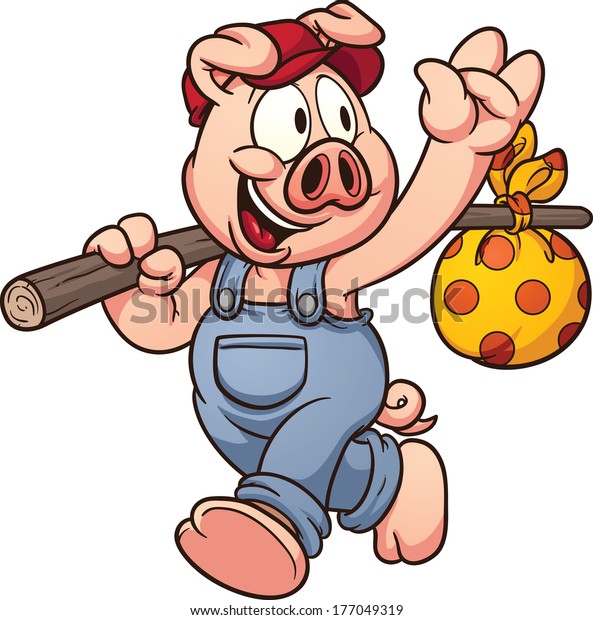 Cartoon Pig Waving Goodbye Vector Stock Vector (Royalty Free) 177049319