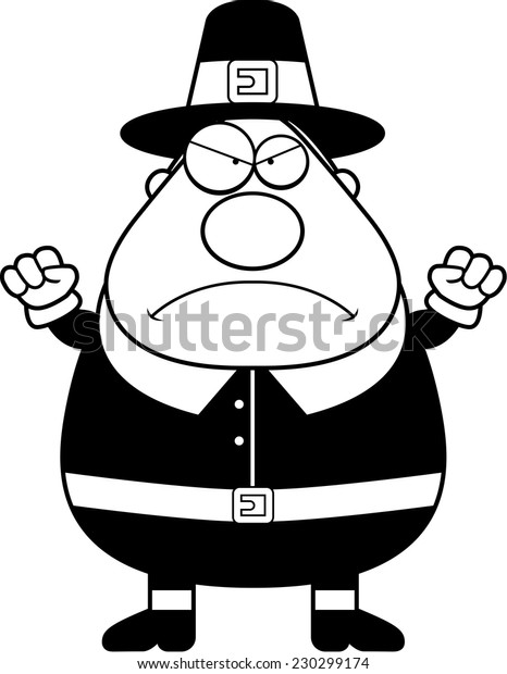 Cartoon Pilgrim Man Angry Expression Stock Vector (Royalty Free) 230299174