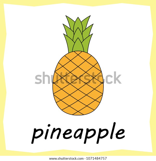 Cartoon Pineapple Flashcard Worksheet Children Education: Stock ...