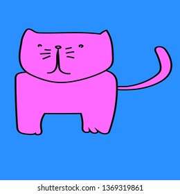 Cartoon Pink Cat Vector Illustration Stock Vector (Royalty Free ...