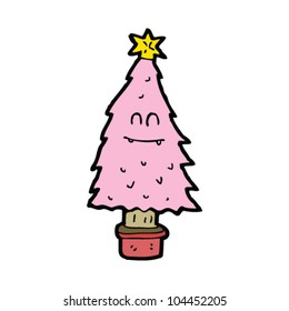 Cartoon Pink Christmas Tree Stock Vector (Royalty Free) 104452205 ...
