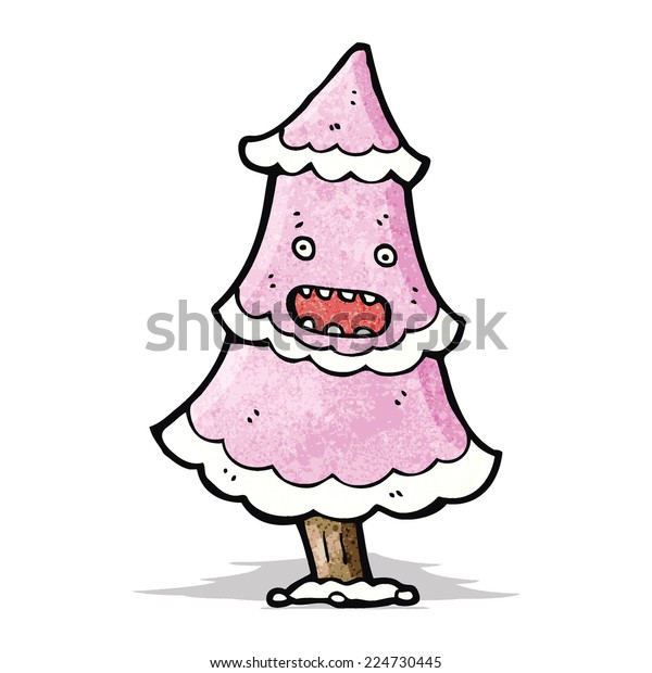 Cartoon Pink Christmas Tree Stock Vector (Royalty Free) 224730445 ...