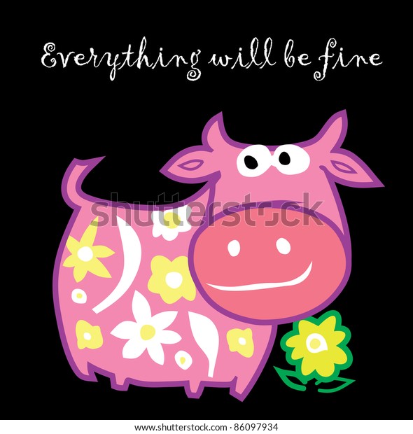 Cartoon Pink Cow Vector Illustration Isolated Stock Vector (Royalty ...