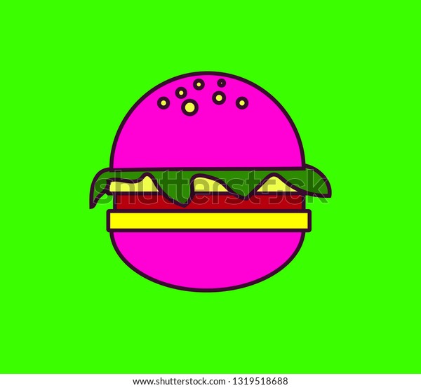 Cartoon Pink Hamburger Vector Illustration Stock Vector (Royalty Free ...