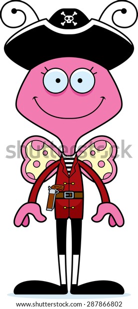 Cartoon Pirate Butterfly Smiling Stock Vector (Royalty Free) 287866802 ...