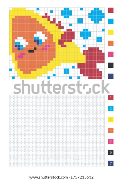 Cartoon Pixel Fish Coloring Page Numbered Stock Vector (Royalty Free ...