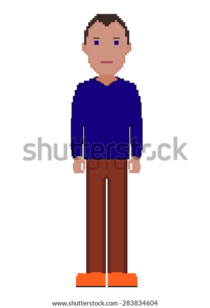 Cartoon Pixel Man Vector Illustration Pixel: เวกเตอร์สต็อก (ปลอดค่า ...