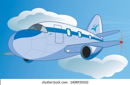 Cartoon Plane Flying Sky Stock Vector (Royalty Free) 1408935032 ...