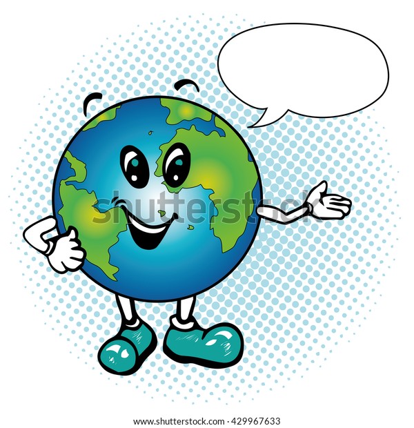 Cartoon Planet Earth Character Showing Welcome 库存矢量图（免版税）429967633 ...