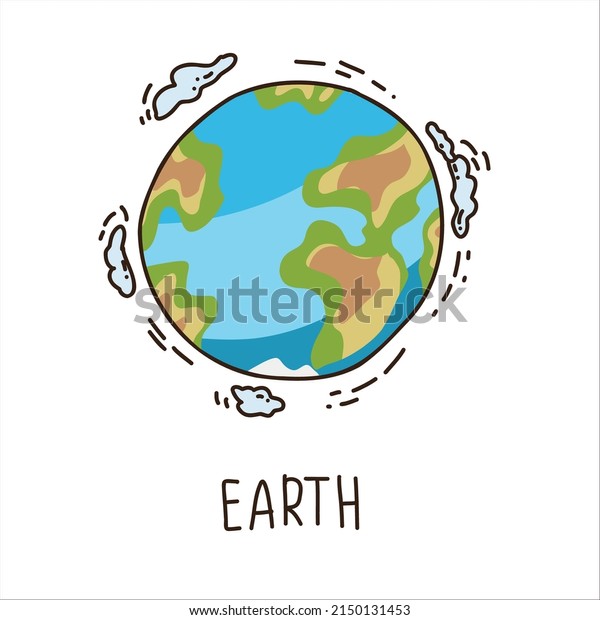 Cartoon Planet Earth Cute Clouds Vector Stock Vector (Royalty Free ...