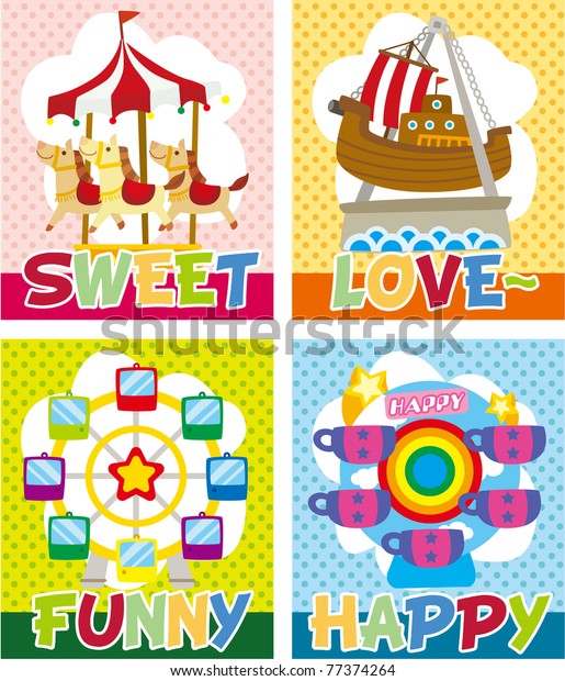Cartoon Playground Card: เวกเตอร์สต็อก (ปลอดค่าลิขสิทธิ์) 77374264 ...