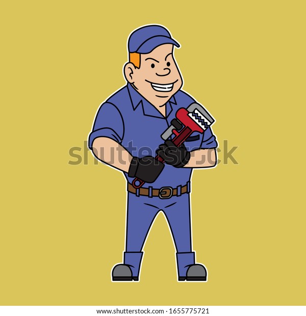 Cartoon Plumber Character Vector Illustration Suitable Stock Vector ...