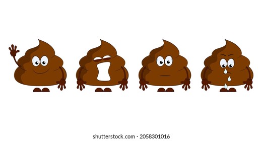 Cartoon Poop Different Emotions Vector Illustration Stock Vector ...