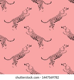 Cartoon Portrait Wildcat Pattern Print Design Stock Vector (Royalty ...