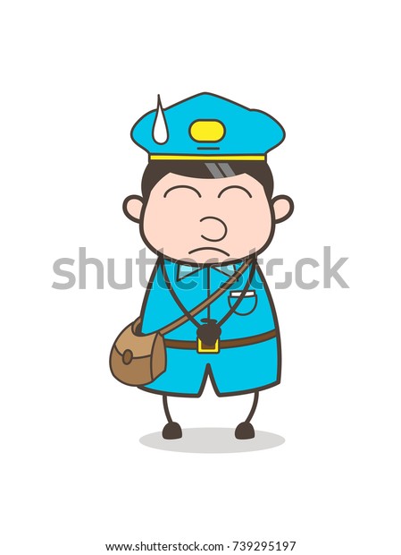 Cartoon Postboy Relax Face Cold Sweat Stock Vector (Royalty Free ...