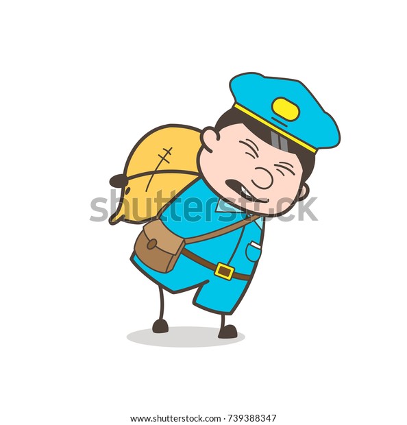 Cartoon Postman Carrying Heavy Burden Vector 库存矢量图（免版税）739388347 ...