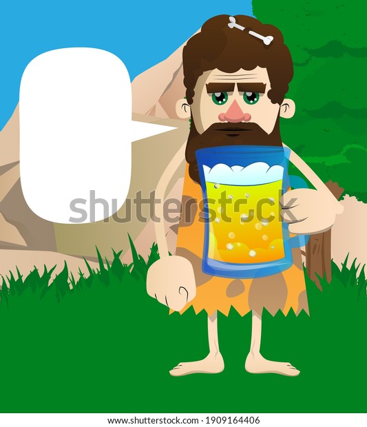 Cartoon Prehistoric Man Drinking Beer Vector Stock Vector (Royalty Free ...