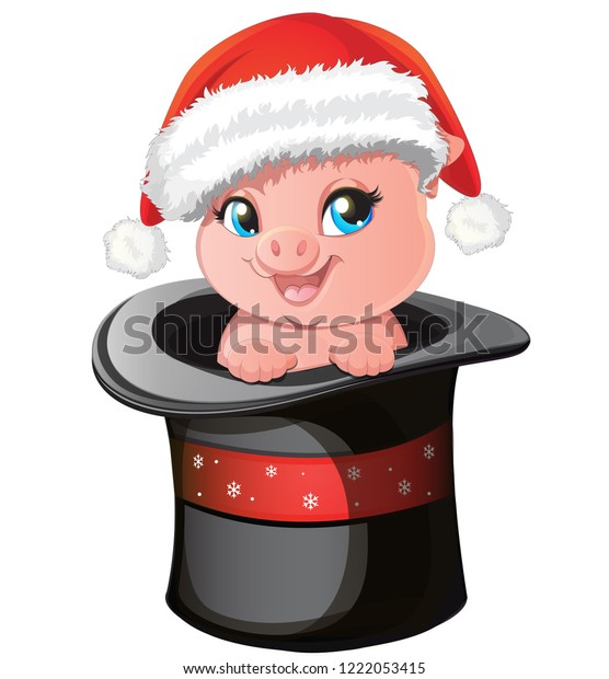 Cartoon Pretty Pig Hat Stock Vector (Royalty Free) 1222053415 ...