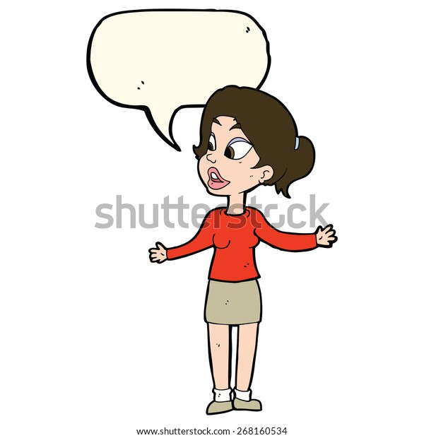 Cartoon Pretty Woman Explaining Something Speech Stock Vector (Royalty ...
