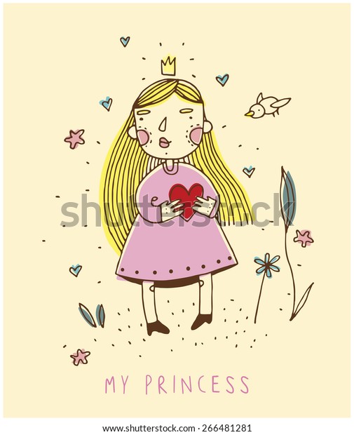 Cartoon Princess Heart Stock Vector (Royalty Free) 266481281