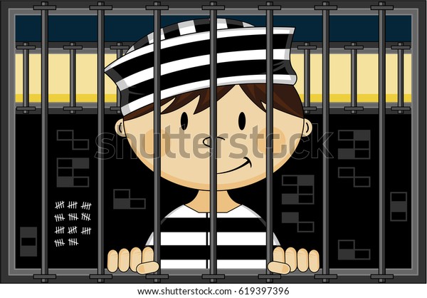 Cartoon Prisoner Jail Cell Stock Vector (Royalty Free) 619397396
