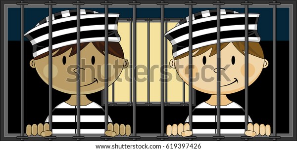 Cartoon Prisoners Jail Cell Stock Vector (Royalty Free) 619397426 ...