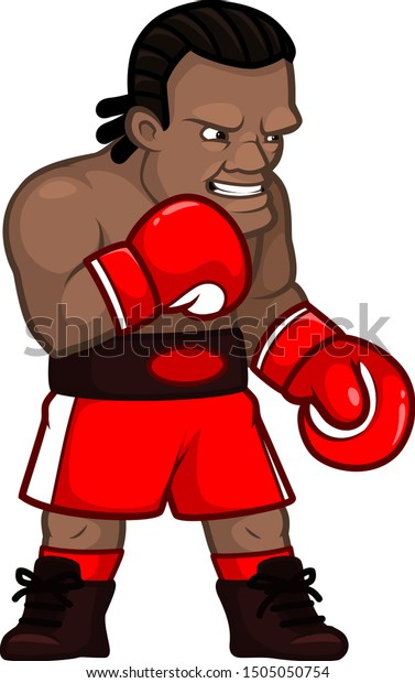 Cartoon Professional Angry Boxer Red Gloves Stock Vector (Royalty Free ...