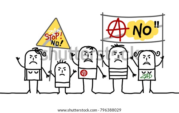 Cartoon Protesting Anarchist People Stock Vector (Royalty Free ...