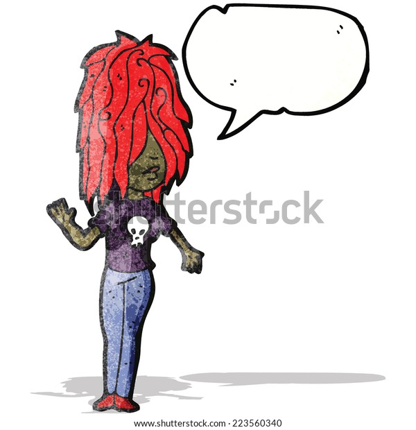 Cartoon Punk Girl Speech Bubble Stock Vector Royalty Free 223560340