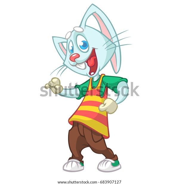 Cartoon Rabbit Dancing Vector Illustration Happy: vector de stock ...