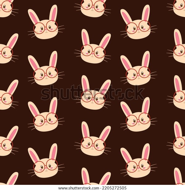 Cartoon Rabbit Head Glasses Seamless Vector Stock Vector (Royalty Free ...