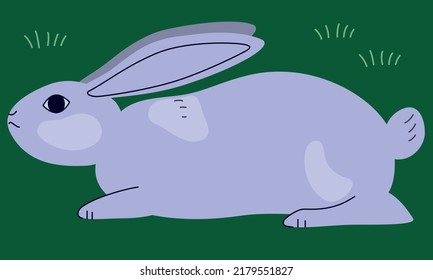 Cartoon Rabbit On Lawn Stock Vector (Royalty Free) 2179551827 ...